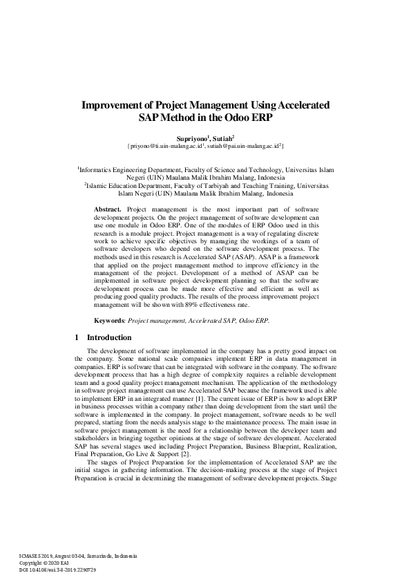 (PDF) Improvement of Project Management Using Accelerated SAP Method in ...