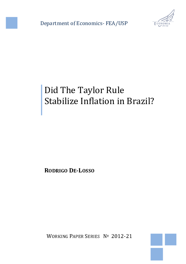 (PDF) Did the Taylor Rule Stabilize Inflation in Brazil?