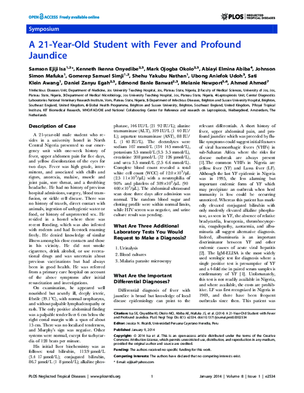 (PDF) A 21-Year-Old Student with Fever and Profound Jaundice