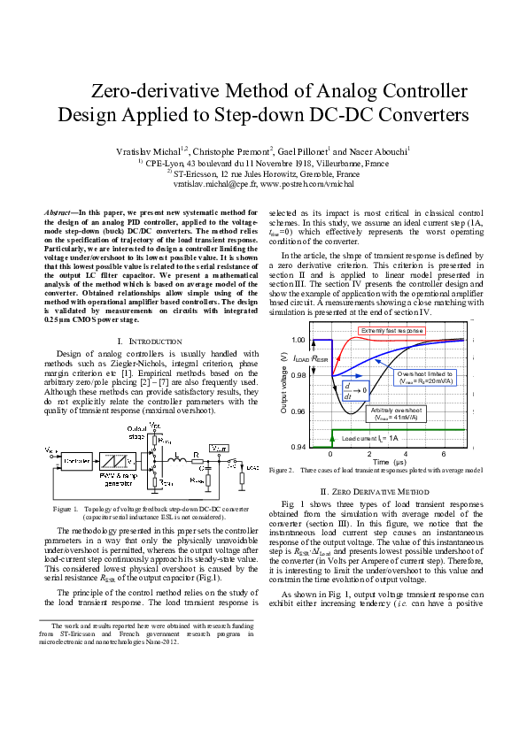 (PDF) Zero-derivative method of analog controller design applied to step-down DC-DC converters ...