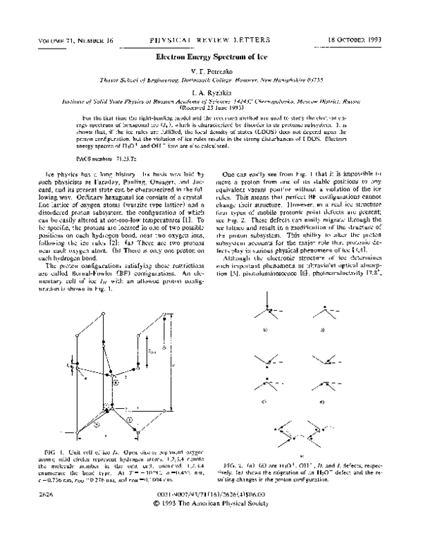 (PDF) Electron energy spectrum of ice