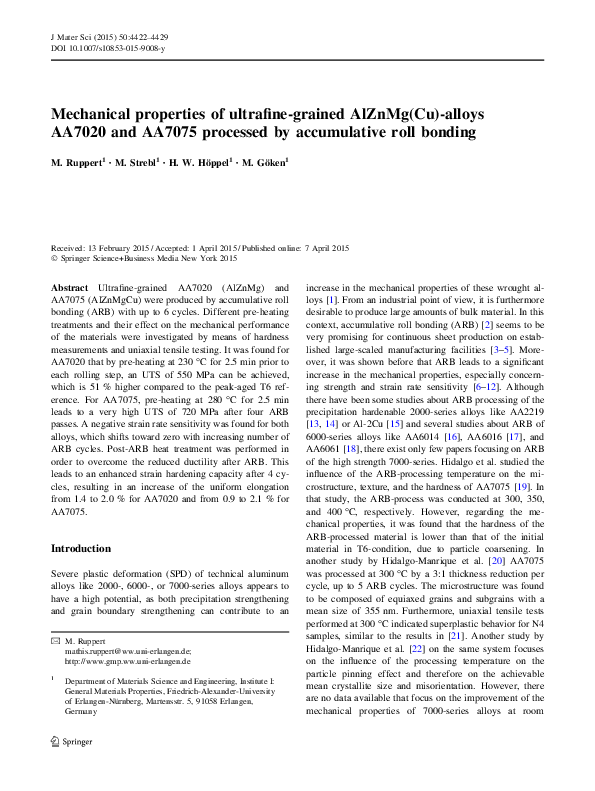 (PDF) Mechanical Properties of Ultrafine Grained Aluminum and Ultra Low Carbon Steel Produced by ...