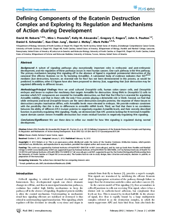 (PDF) Defining Components of the ？catenin Destruction Complex and ...