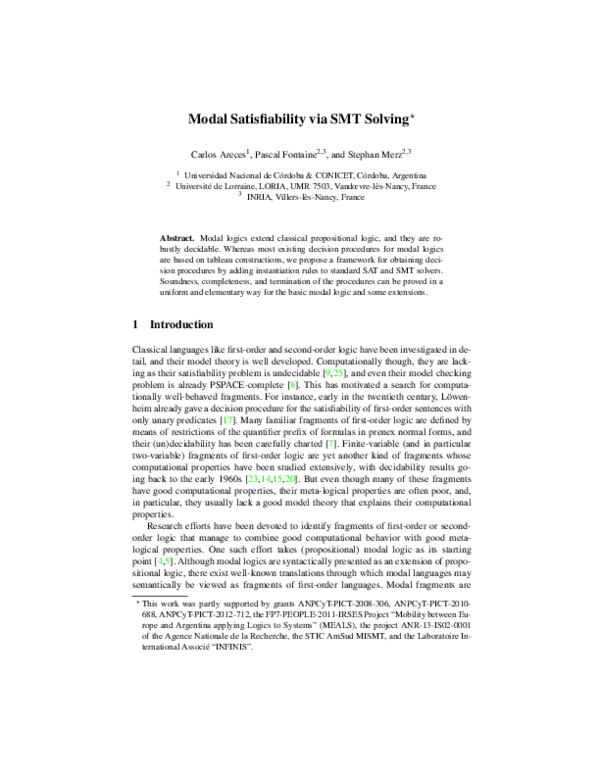 (PDF) Modal Satisfiability via SMT Solving