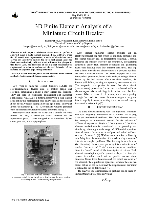 (PDF) 3D finite element analysis of a miniature circuit breaker