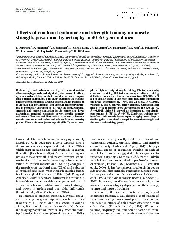 (PDF) Effects of combined endurance and strength training on muscle ...