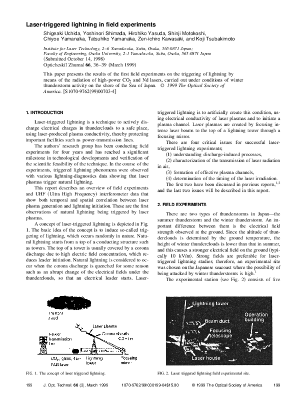 (PDF) Laser-triggered lightning in field experiments