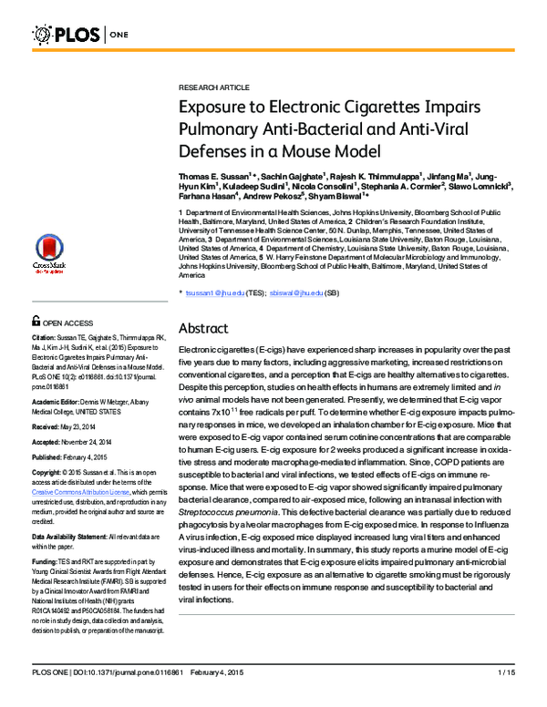 (PDF) Exposure to Electronic Cigarettes Impairs Pulmonary Anti ...