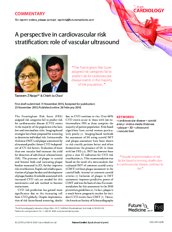 (PDF) A perspective in cardiovascular risk stratification: role of ...