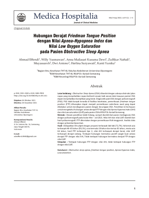 (PDF) Hubungan derajat friedman tounge position dengan nilai apnea ...