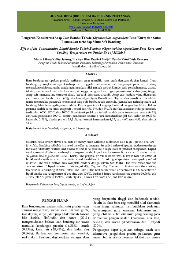 (PDF) Pengaruh Konsentrasi Asap Cair Bambu Tabah (Gigantochloa ...