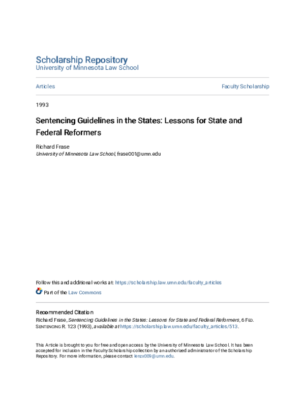 (PDF) Sentencing Guidelines in the States: Lessons for State and ...