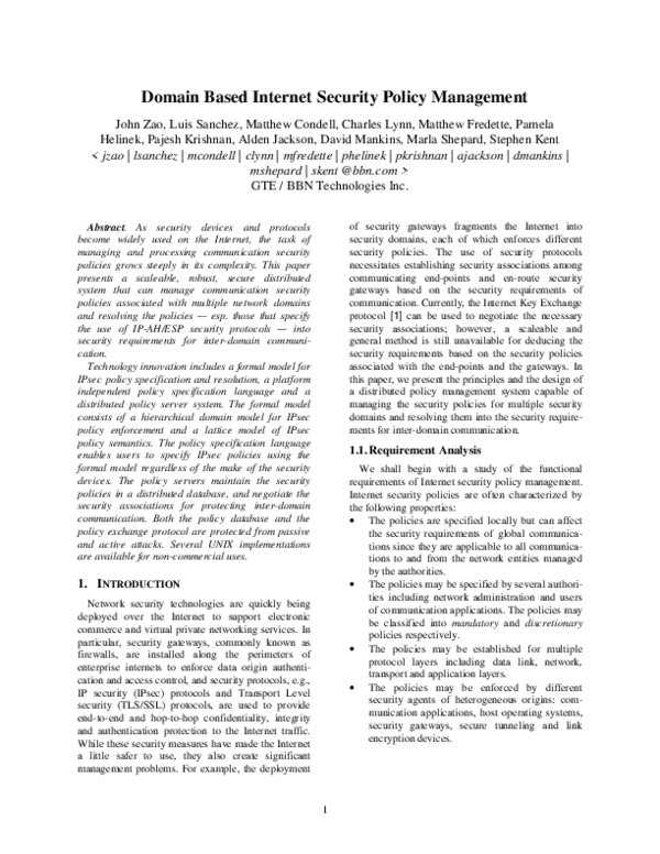 (PDF) Domain based Internet security policy management