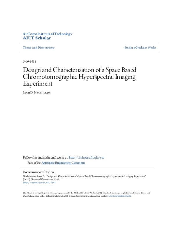 (PDF) Design and Characterization of a Space Based Chromotomographic ...