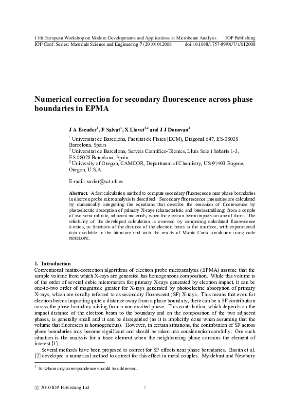 (PDF) Numerical correction for secondary fluorescence across phase ...