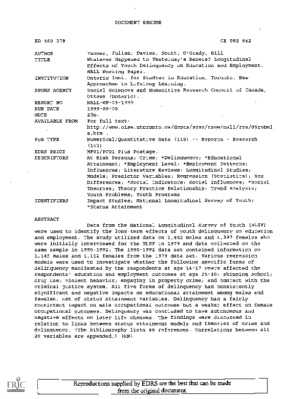 (PDF) Whatever Happened to Yesterday's Rebels? Longitudinal Effects of ...