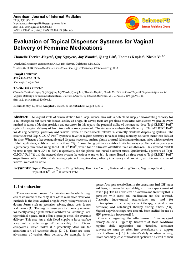 (PDF) Topi-CLICK® Perl™: Enhanced Vaginal Drug Delivery