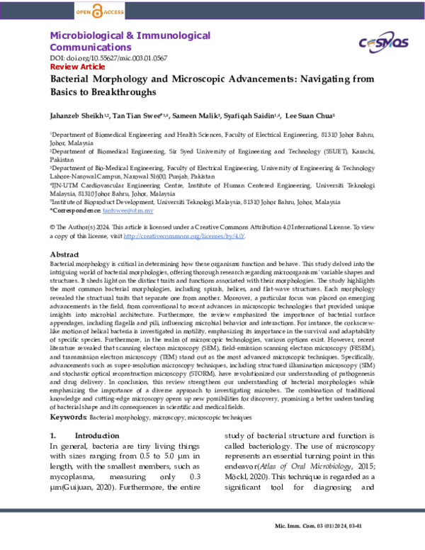 (PDF) Bacterial Morphology and Microscopic Advancements: Navigating from Basics to Breakthroughs
