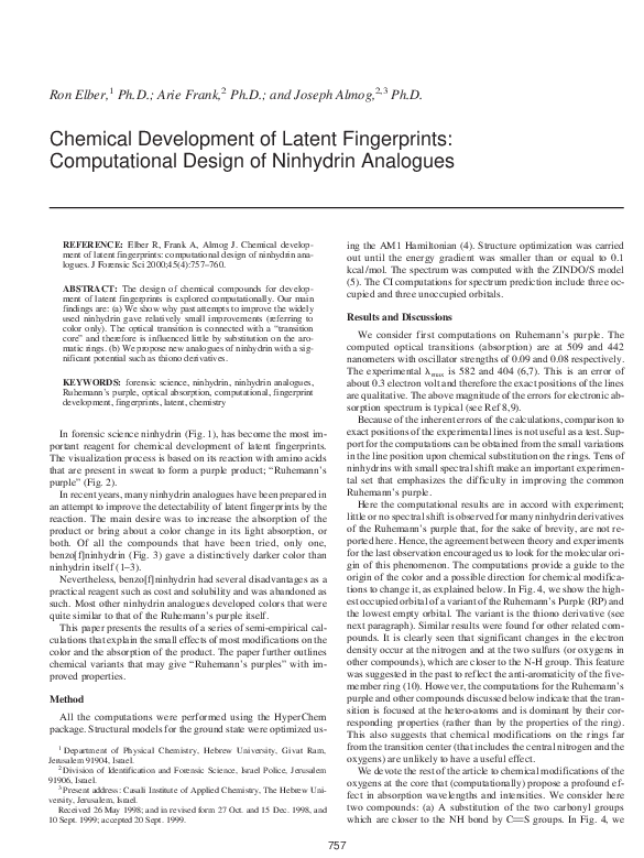 (PDF) Chemical Development of Latent Fingerprints: Computational Design ...
