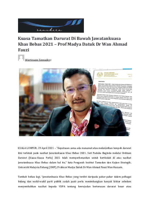 (PDF) Kuasa Tamatkan Darurat Di Bawah Jawatankuasa Khas Bebas 2021 ...