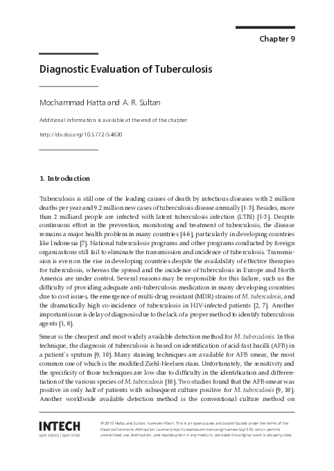 (PDF) Diagnostic Evaluation of Tuberculosis