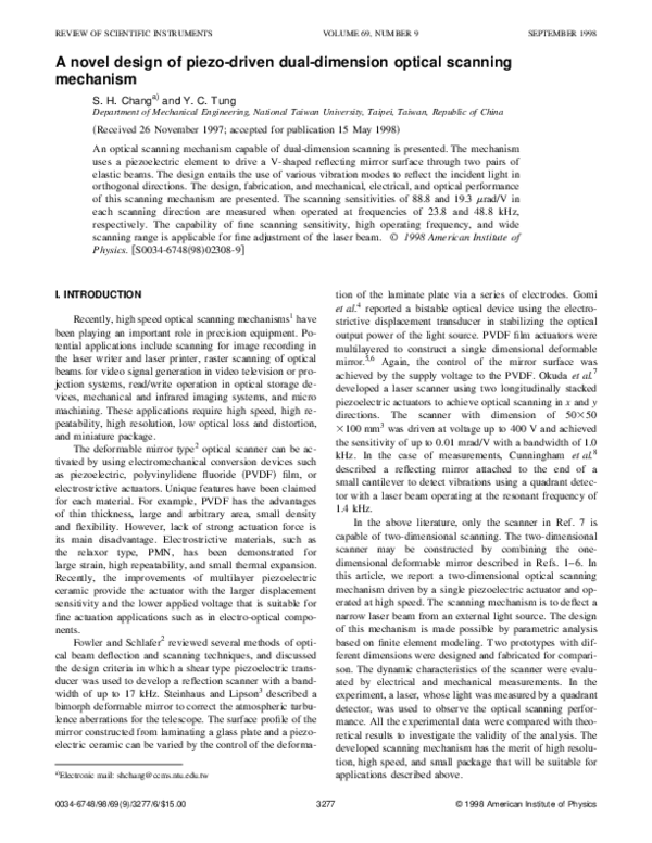(PDF) A novel design of piezo-driven dual-dimension optical scanning ...