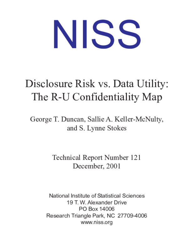 (PDF) Disclosure Risk vs. Data Utility: The R-U Confidentiality Map as ...