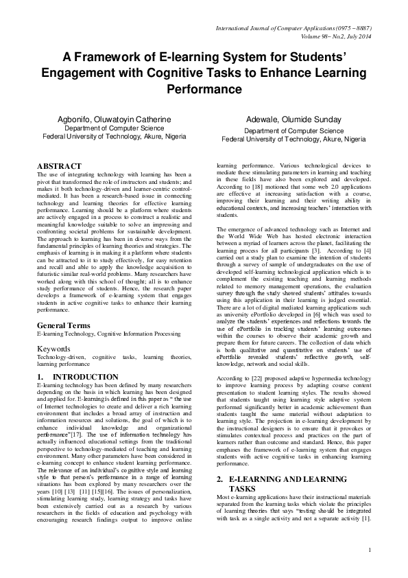 (PDF) A Framework of E-learning System for Students' Engagement with ...