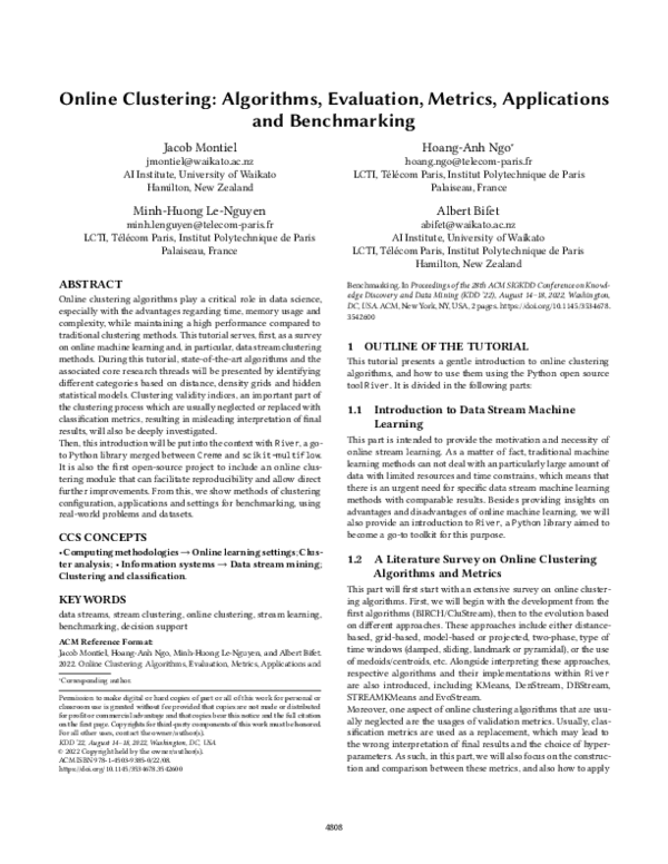 (PDF) Online Clustering
