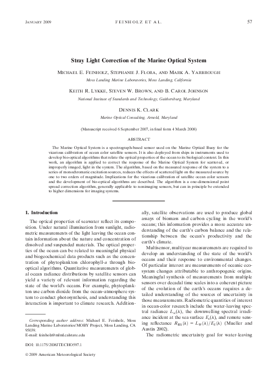 (PDF) Stray Light Correction of the Marine Optical System