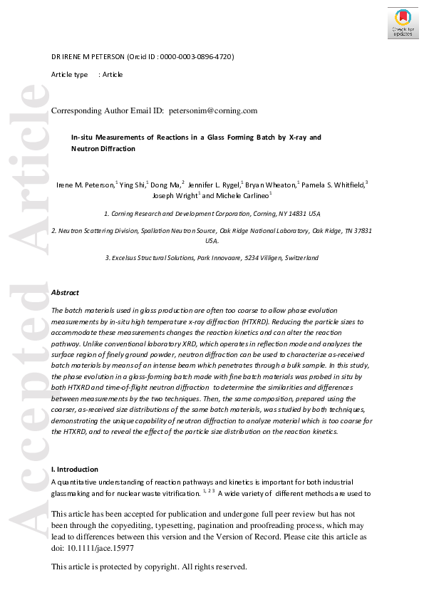 (PDF) In situ measurements of reactions in a glass‐forming batch by X ...