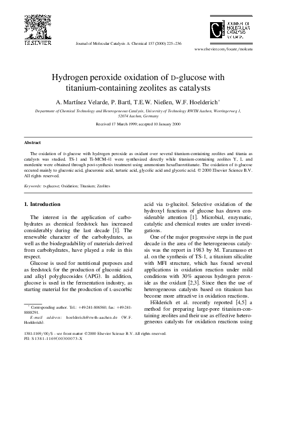(PDF) Hydrogen peroxide oxidation of d-glucose with titanium-containing ...