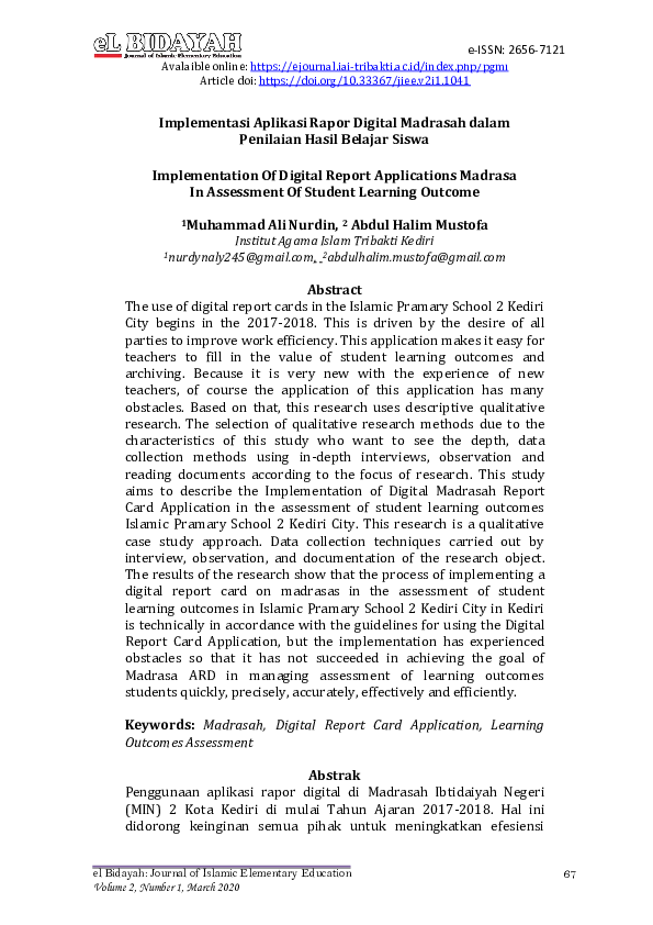 (PDF) Aplikasi Rapor Digital Madrasah Dalam Penilaian Hasil Belajar Siswa
