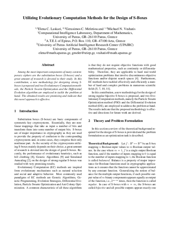 Pdf Utilizing Evolutionary Computation Methods For The Design Of S