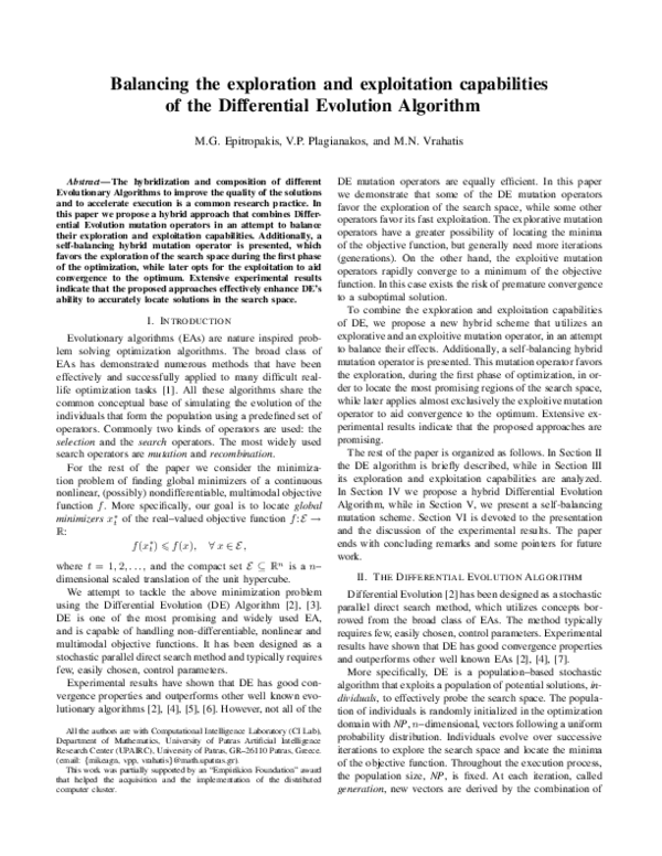 (PDF) Balancing the exploration and exploitation capabilities of the Differential Evolution ...