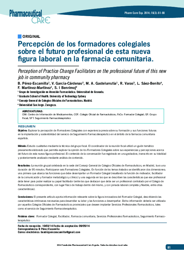 (PDF) Perception of Practice Change Facilitators on the professional ...