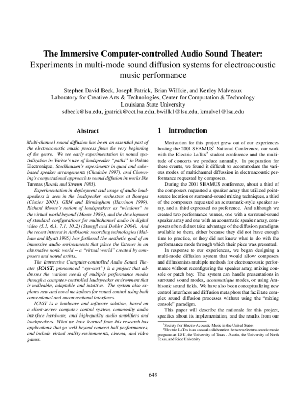 (PDF) The immersive computer-controlled audio sound theater
