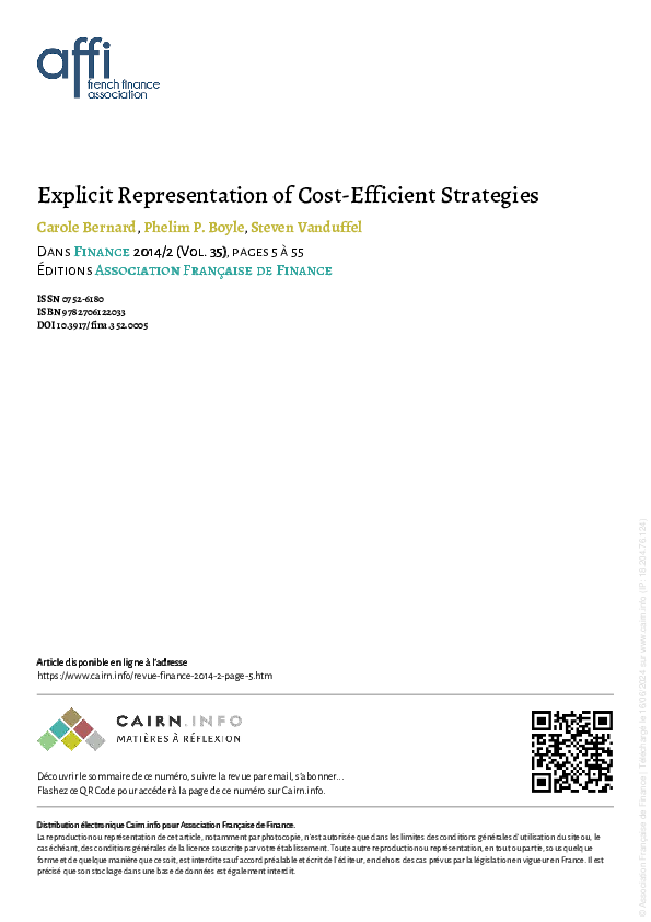 (PDF) Explicit Representation of Cost-Efficient Strategies