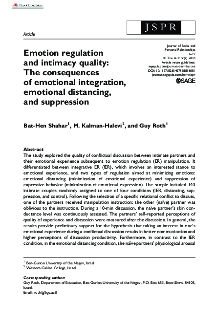 (PDF) Emotion regulation and intimacy quality: The consequences of ...