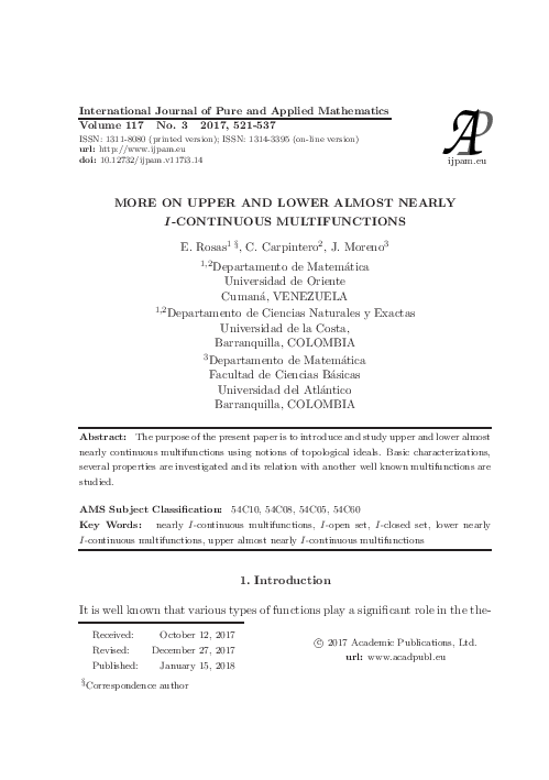 (PDF) More on Upper and Lower Almost Nearly $I$-Continuous Multifunctions