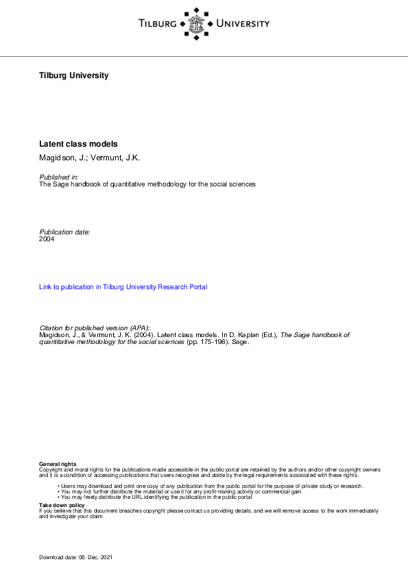 Pdf Latent Class Models