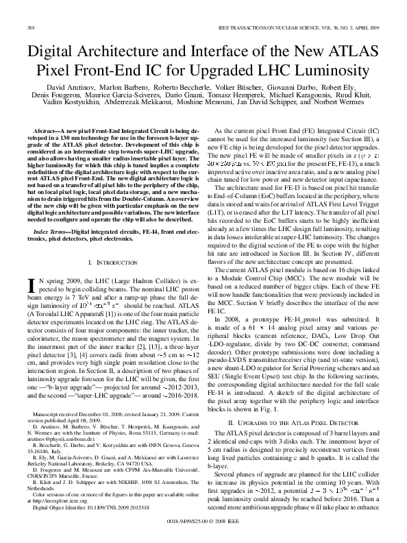 (PDF) Digital Architecture and Interface of the New ATLAS Pixel Front ...