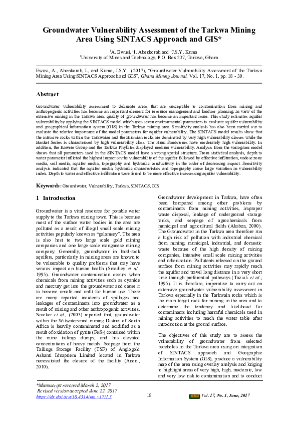 Pdf Groundwater Vulnerability Assessment Using Sintacs Model