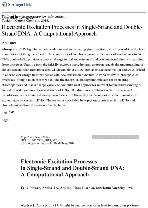 (PDF) Electronic Excitation Processes in Single-Strand and Double ...
