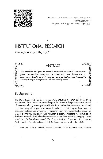 (PDF) Institutional Research