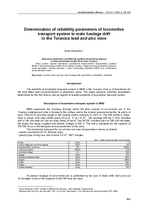(PDF) Determination of reliability parameters of locomotive transport ...
