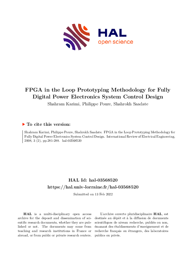 Pdf Fpga In The Loop Prototyping Methodology For Fully Digital Power Electronics System