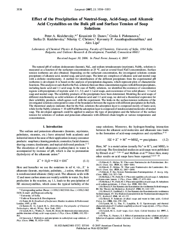 (PDF) Effect of the Precipitation of Neutral-Soap, Acid-Soap, and ...