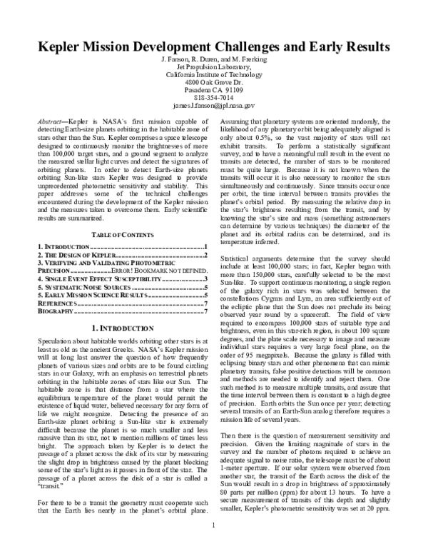 (PDF) Kepler mission development challenges and early results