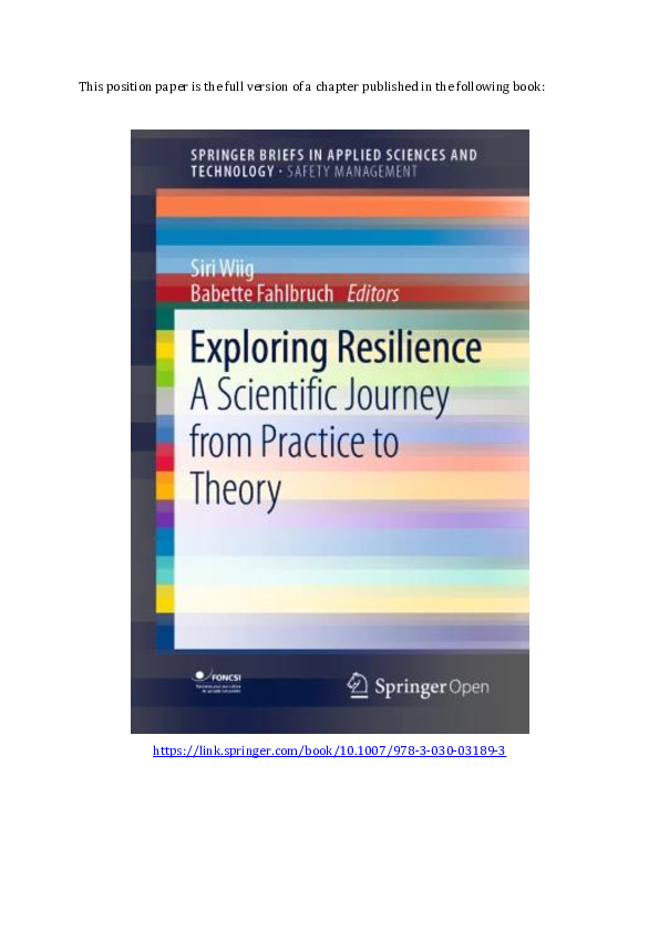 (PDF) Resilience, reliability, safety: Multilevel research challenges
